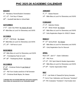 Calendar – PHC – Pearland Homeschool Connection